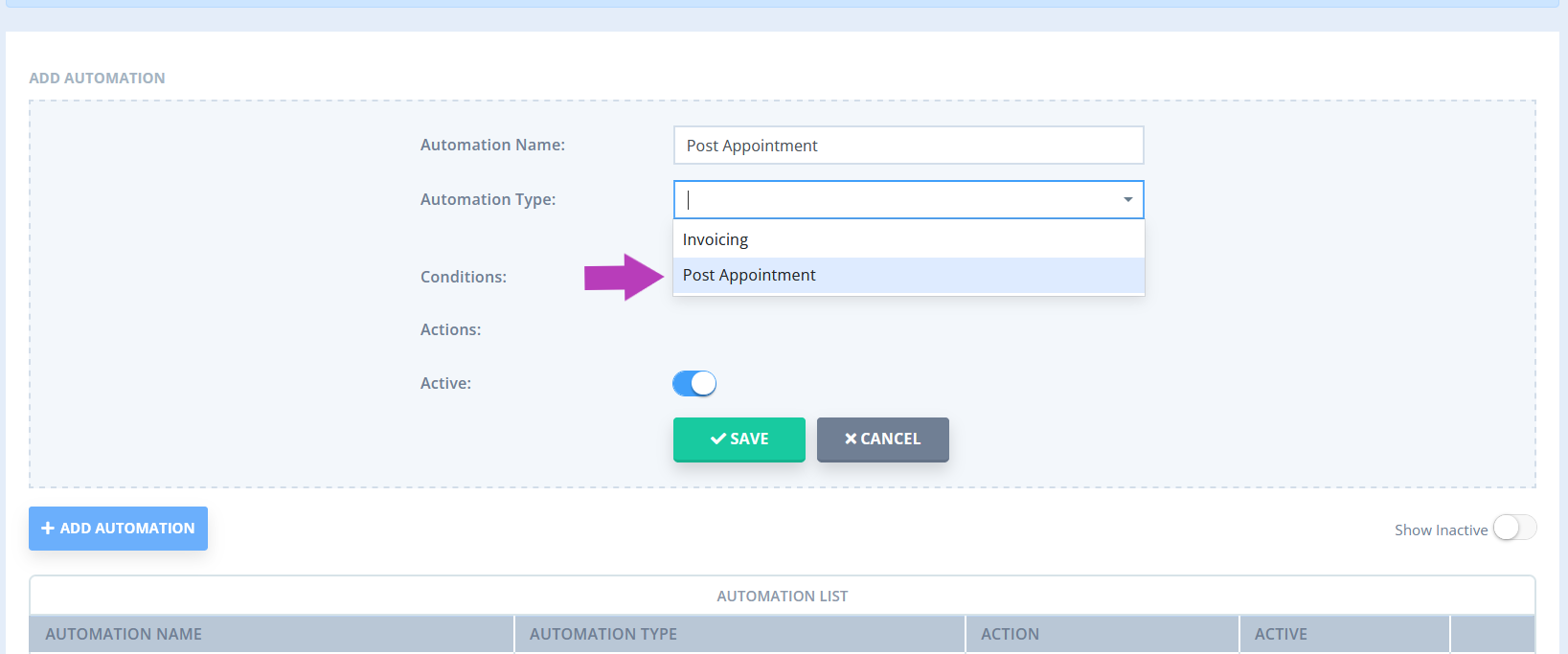 Setting Up a Post-Appointment Automation